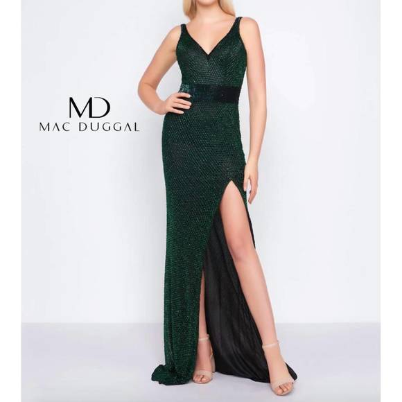 Mac Duggal | Dresses | New Mac Duggal Sleeveless Beaded Gown In Emerald ...